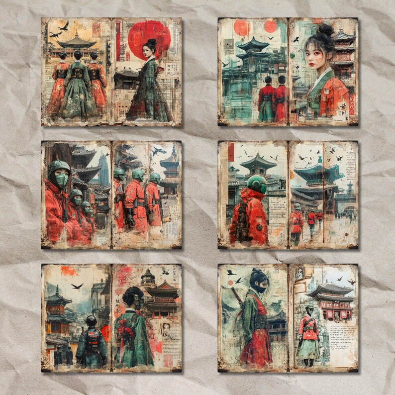 Cyberpunk Korean Junk Journal Pages: Sci-fi Ephemera (45 JPEG Digital ...
