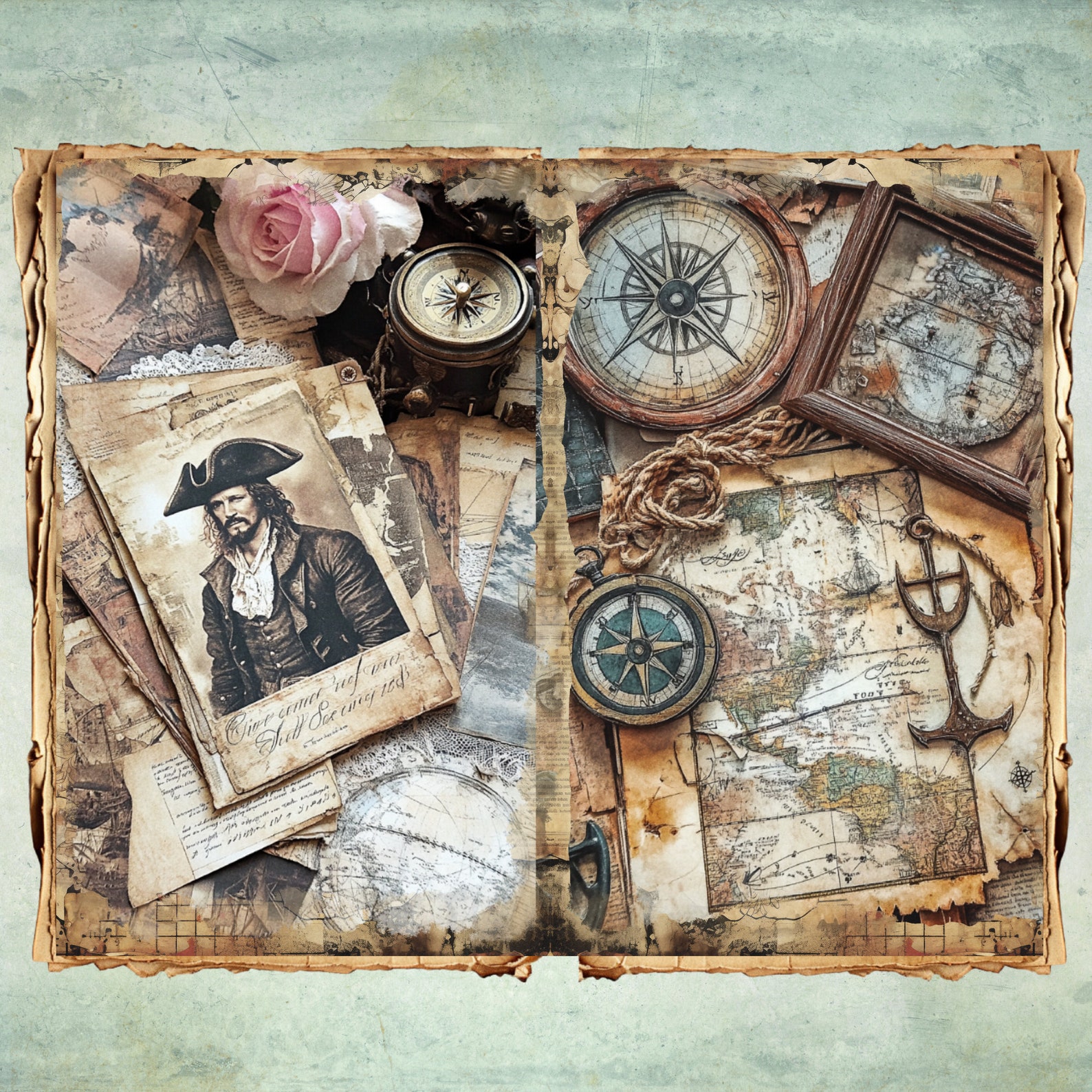 Pirate Junk Journal Printable Pages: Vintage Ephemera (digital Download ...