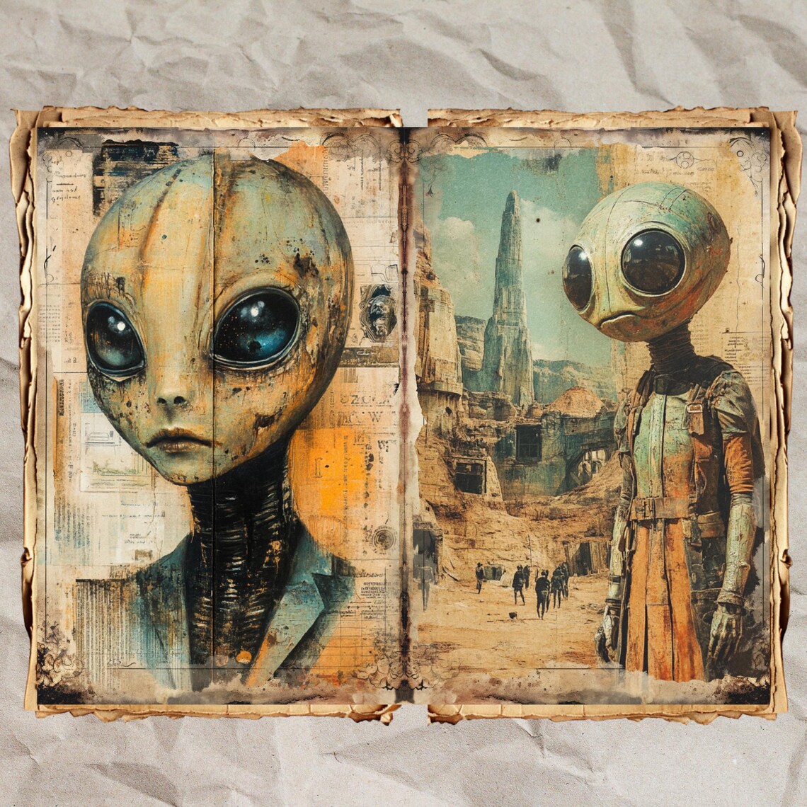 Aliens Junk Journal Kit: Vintage Sci-fi Collage (digital Download) - Etsy