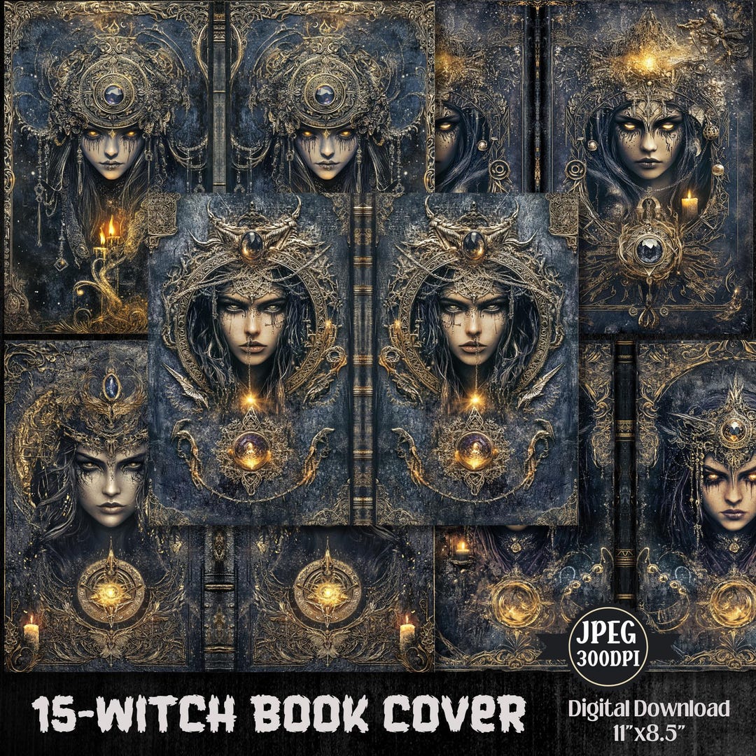 Witch Book Covers | Vintage Book Cover Junk Journal Cover Kit | Book of ...
