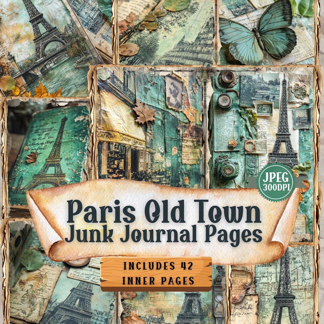 Paris Old Town Junk Journal Kit: Shabby Chic Ephemera (digital Download ...