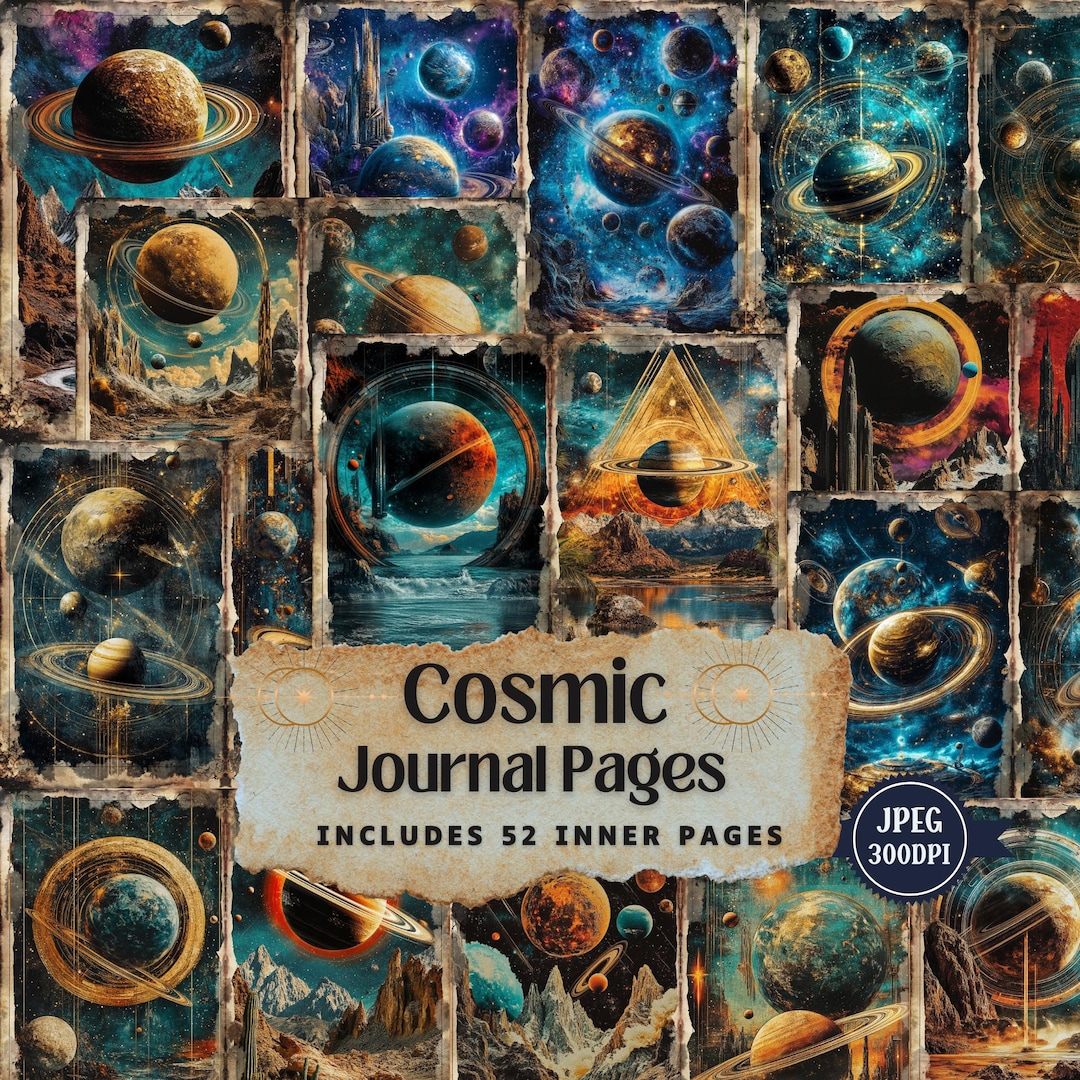 Cosmic Junk Journal Printable Pages | Vintage Saturn Planet Themed Kit ...