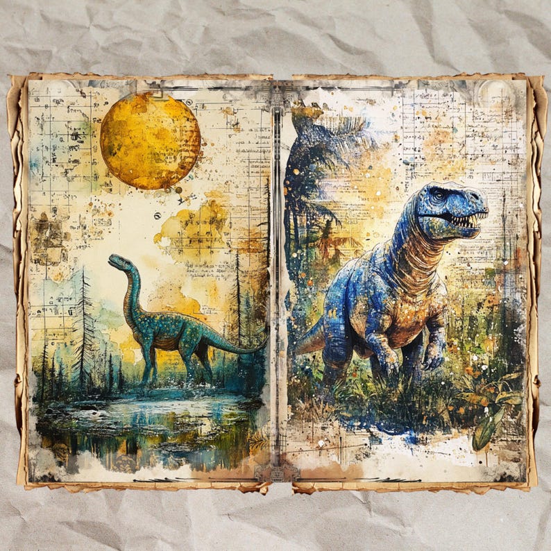 Prehistoric Era Junk Journal Kit | Vintage Jurassic Dinosaurs Themed ...