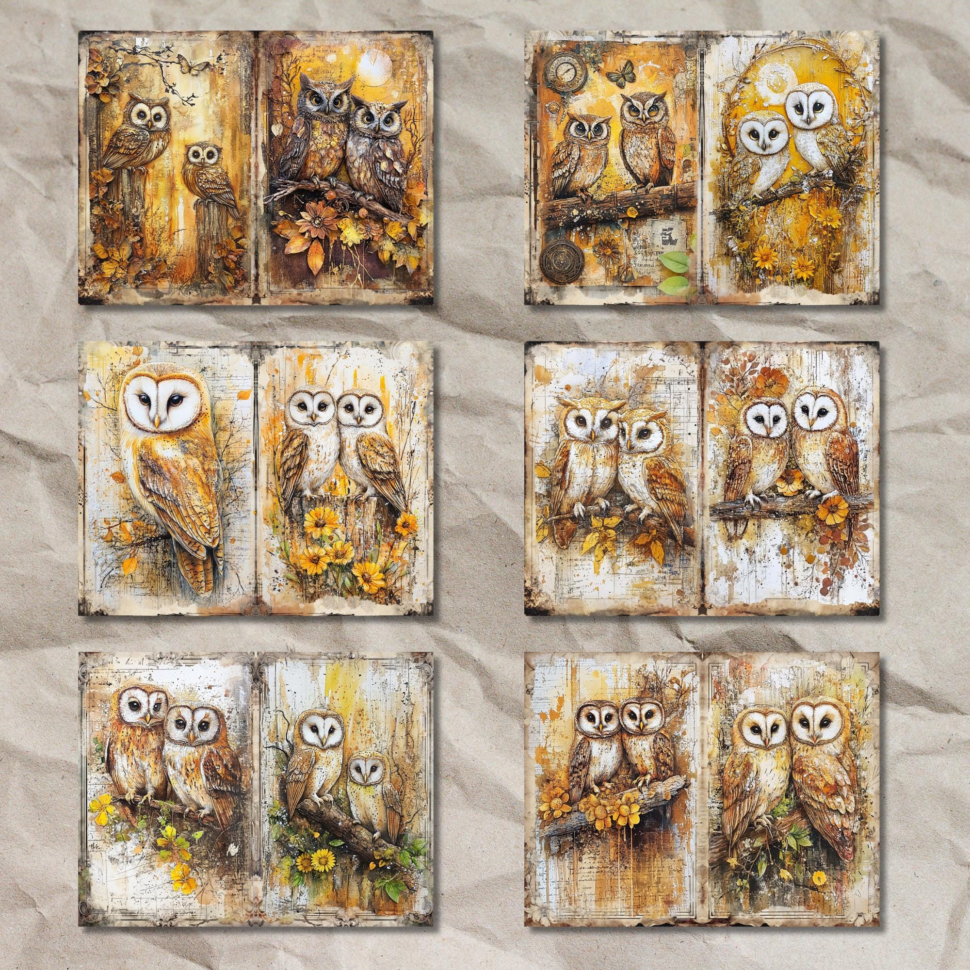 Woodland Owls Junk Journal | Vintage Wildlife Owls Themed | Mixed Media ...