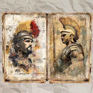 Roman Era Junk Journal Pages, Mixed Media Art, Vintage Roman, Gladiator ...