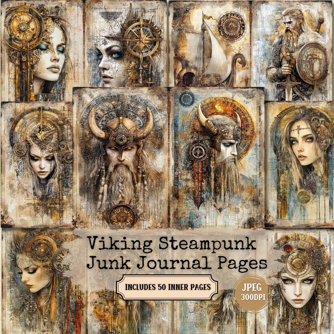 Viking Steampunk Junk Journal Kit: Norse Warrior Ephemera (digital ...