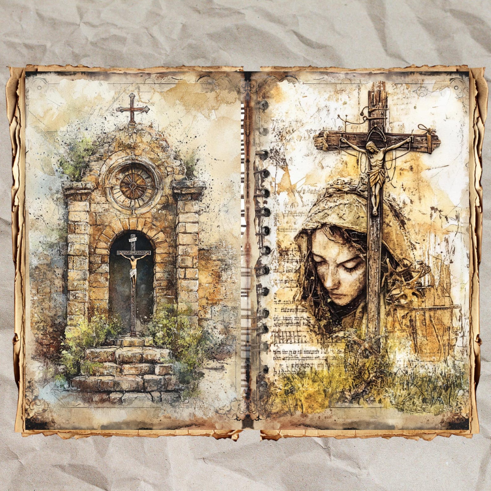 Vintage Jesus Christ Junk Journal Kit: Shabby Chic Ephemera (digital ...