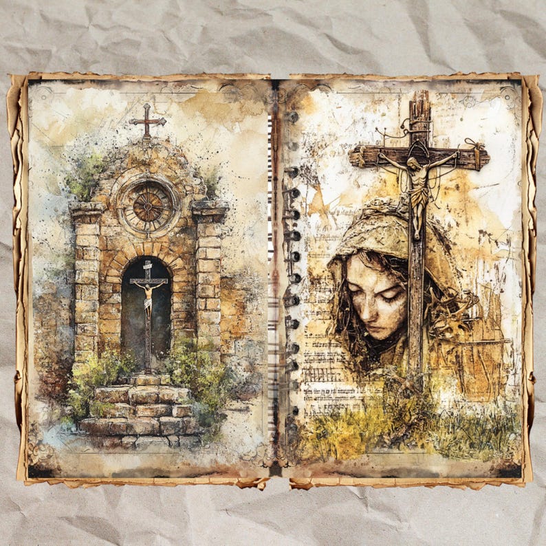 Vintage Jesus Christ Junk Journal Kit: Shabby Chic Ephemera (digital ...