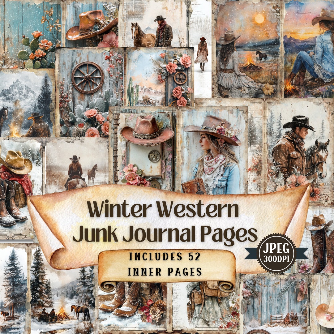 Winter Western Junk Journal Pages: Rustic Cowboy Ephemera (digital ...