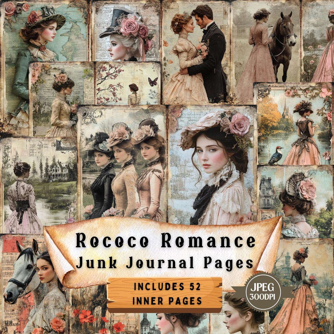 Rococo Romance Junk Journal Pages | Vintage Elegance Printable Ephemera ...