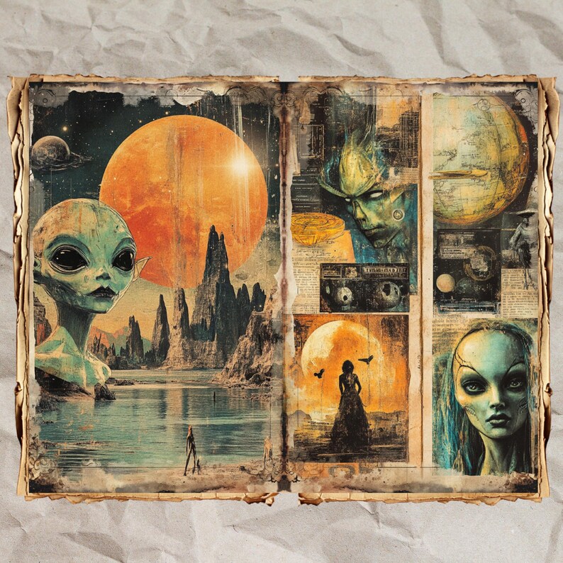 Aliens Junk Journal Kit: Vintage Sci-fi Collage (digital Download) - Etsy