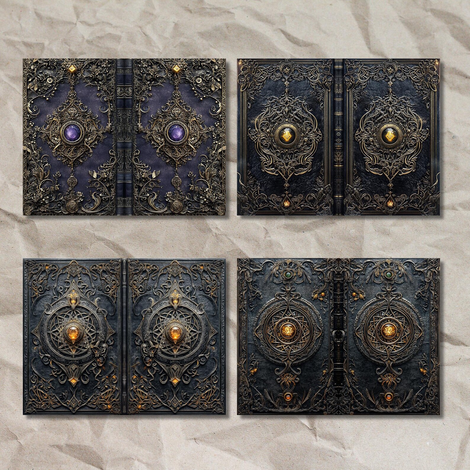 Grimoire Book Covers | Vintage Spellbook Junk Journal Cover Kit | Book ...