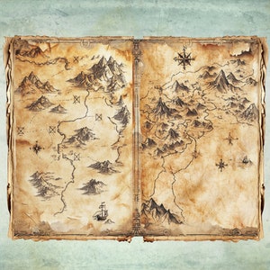 Old Map Blank Junk Journal Printable Pages, Treasure Map Vintage ...