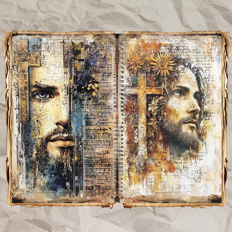 Vintage Jesus Christ Junk Journal Kit: Shabby Chic Ephemera (digital ...