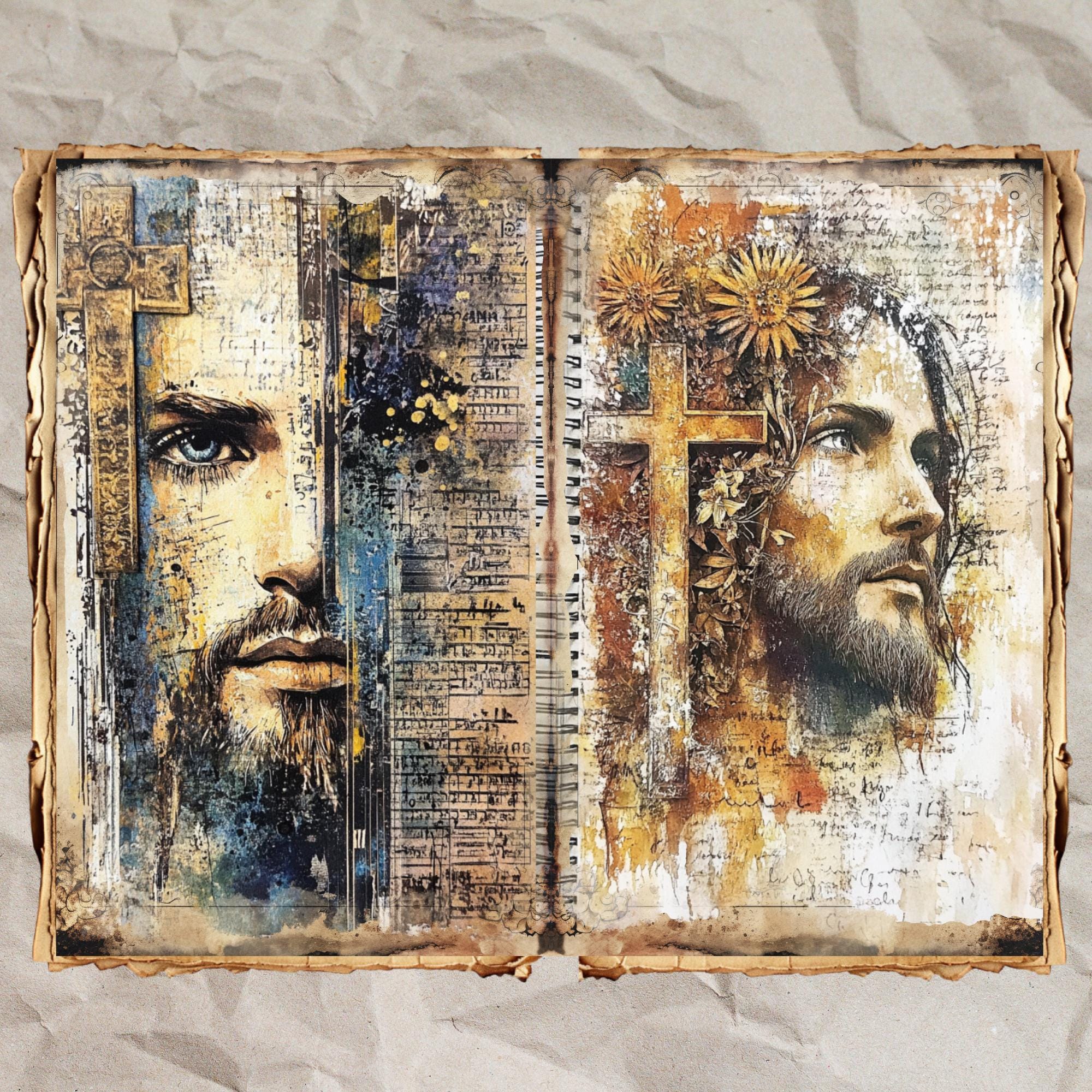 Vintage Jesus Christ Junk Journal Kit: Shabby Chic Ephemera (digital ...