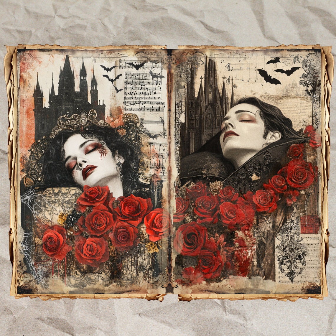 Vampire Junk Journal Printable Pages: Vintage Halloween Ephemera (52 ...