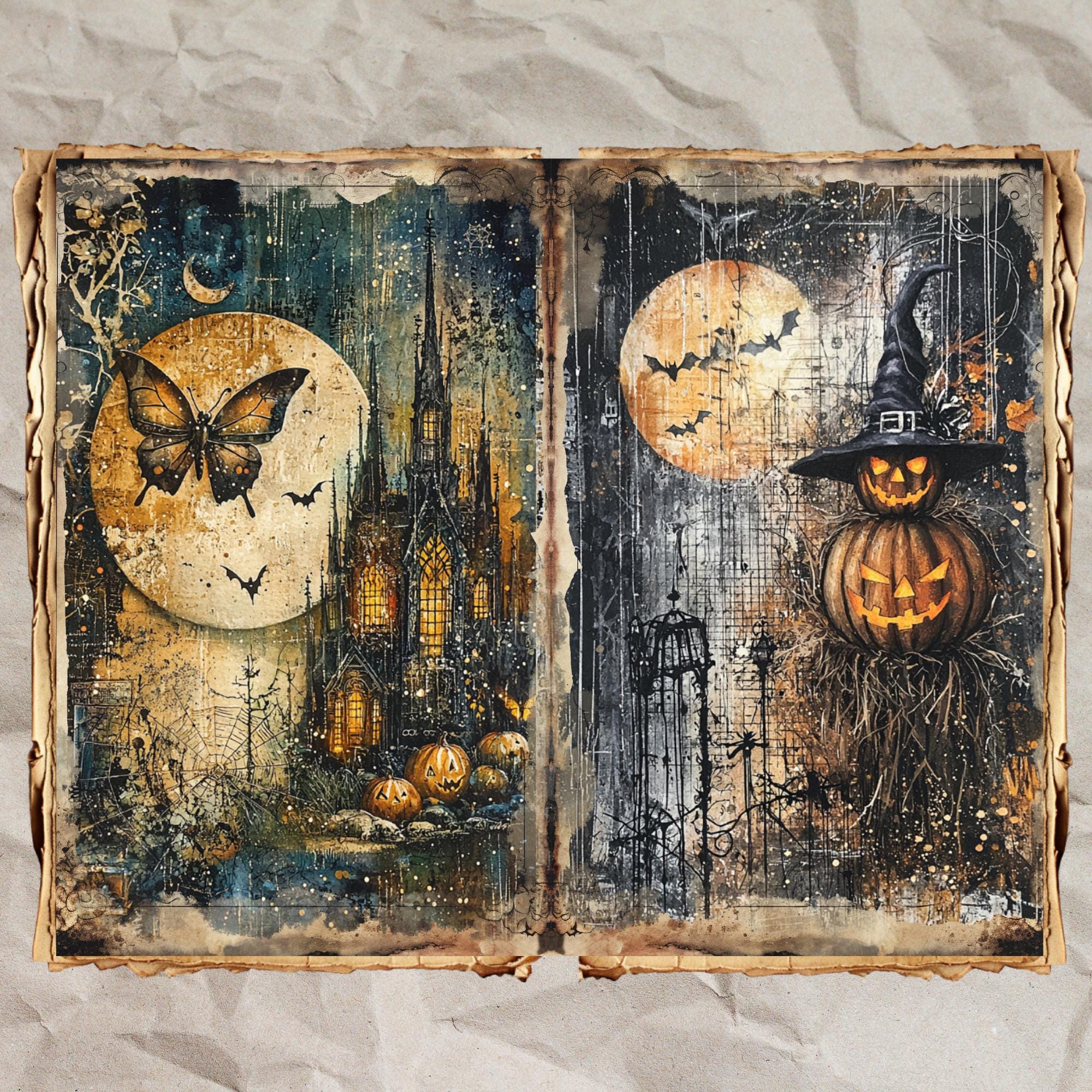 Spooky Halloween Junk Journal Pages: Vintage Horror Ephemera (45 JPEG ...