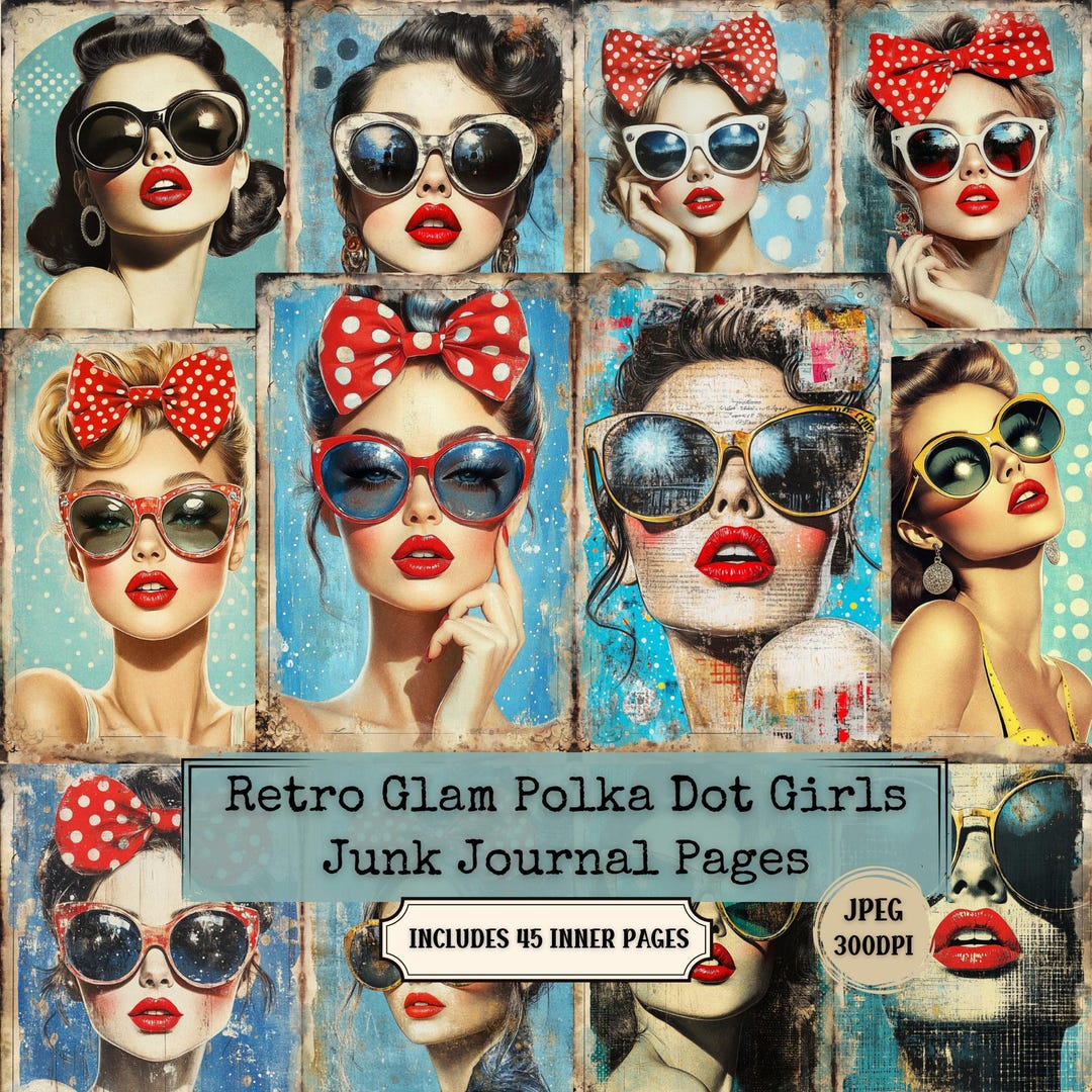 Retro Glam Girl Junk Journal Pages | 80s Fashion Collage (digital ...