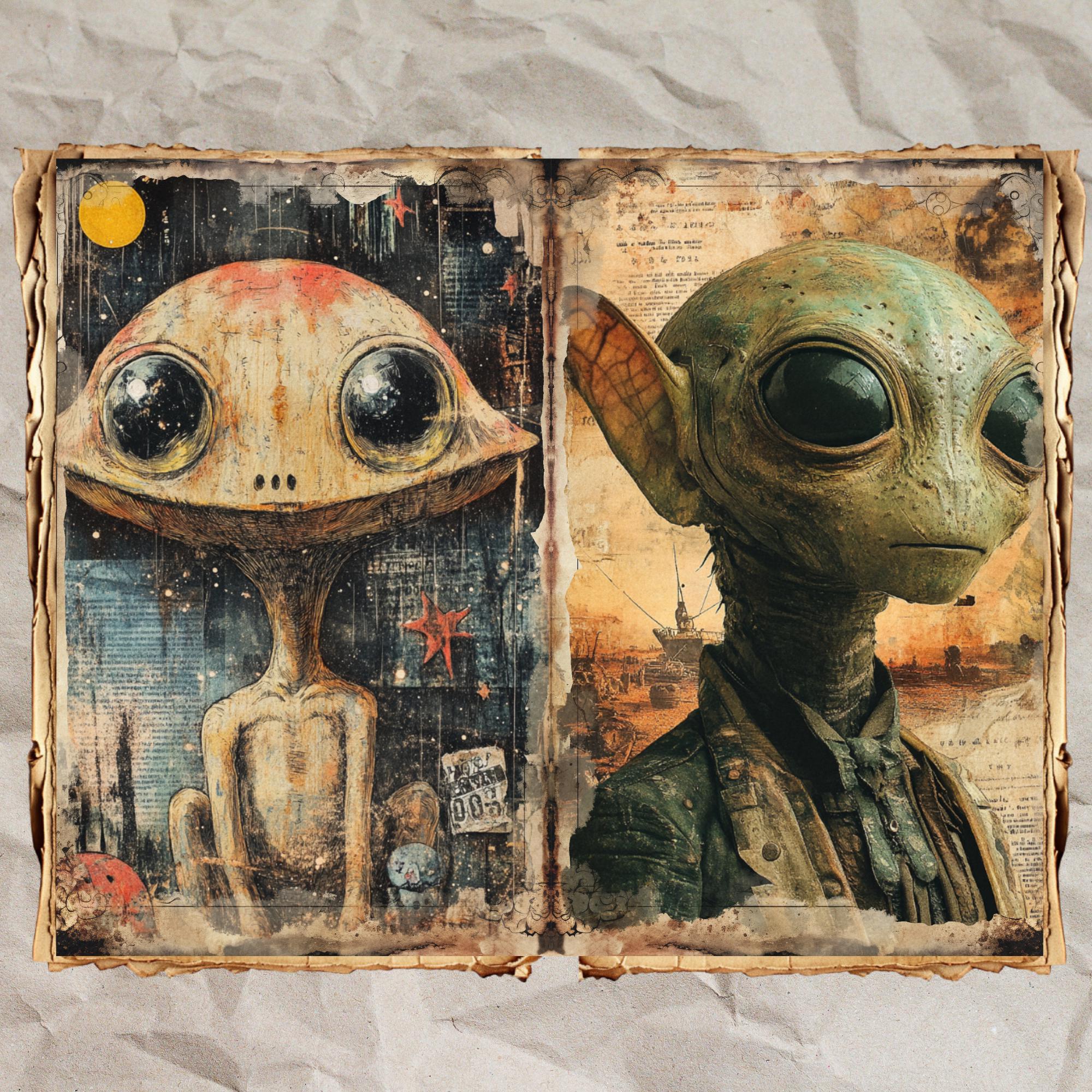 Aliens Junk Journal Kit: Vintage Sci-fi Collage (digital Download) - Etsy