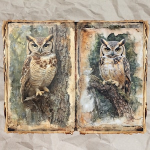 Wild Owl Junk Journal Printable Pages | Vintage Owl in Forest Themed ...