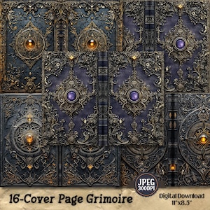 Grimoire Book Covers | Vintage Spellbook Junk Journal Cover Kit | Book ...