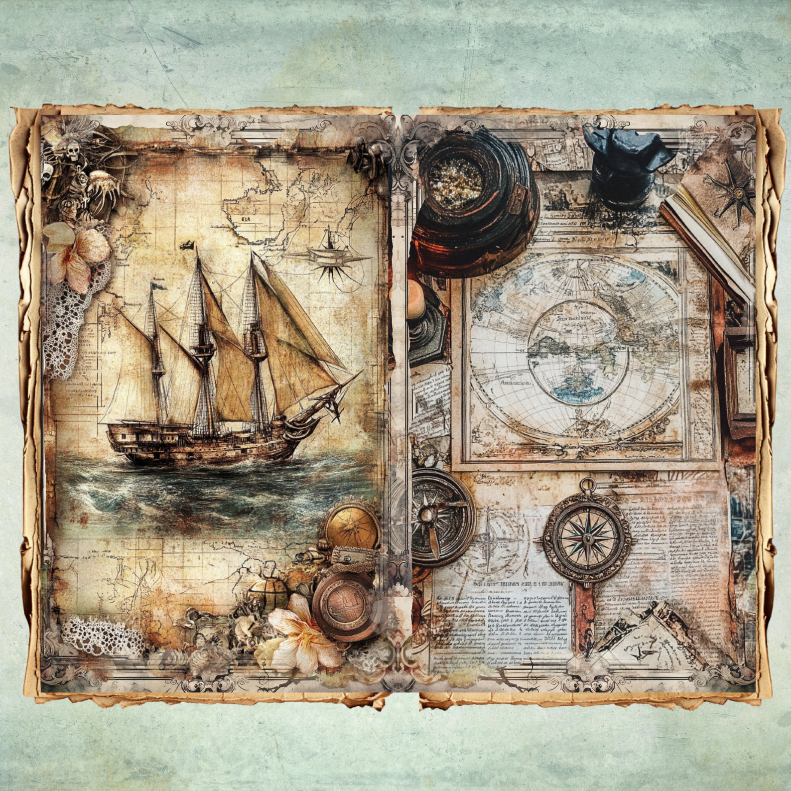 Pirate Junk Journal Printable Pages: Vintage Ephemera (digital Download ...
