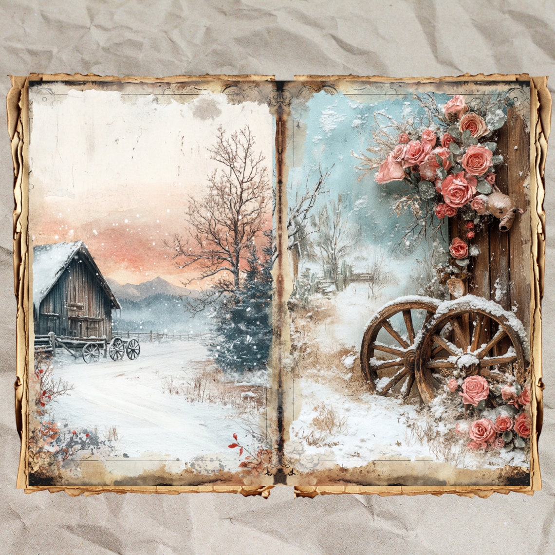 Winter Western Junk Journal Pages: Rustic Cowboy Ephemera (digital ...