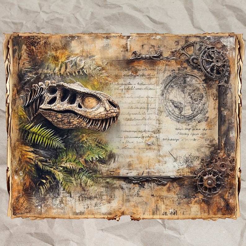 Dinosaur Fossil Junk Journal Pages: Vintage Paleontology Ephemera (JPEG ...
