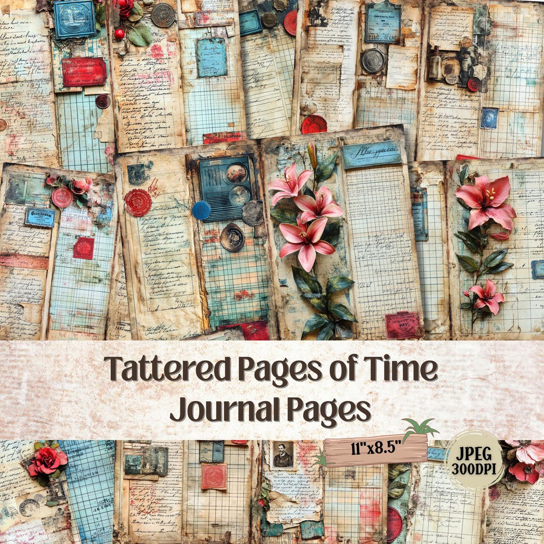 Vintage Ephemera Journal Pages: Shabby Chic Scrapbook Paper (52 JPEG ...