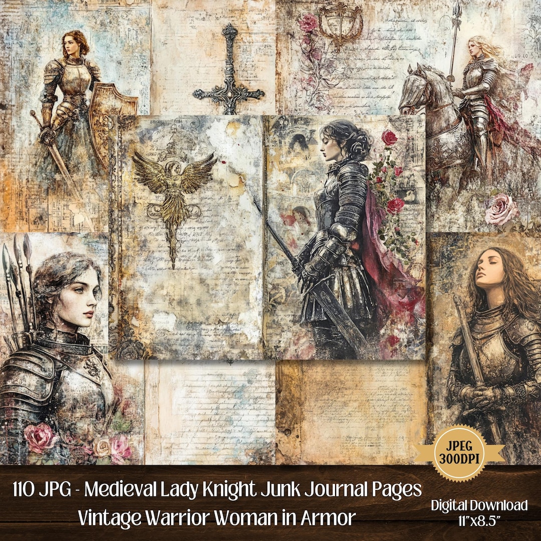 Medieval Knight Junk Journal Pages: Joan of Arc Ephemera (110 JPG ...