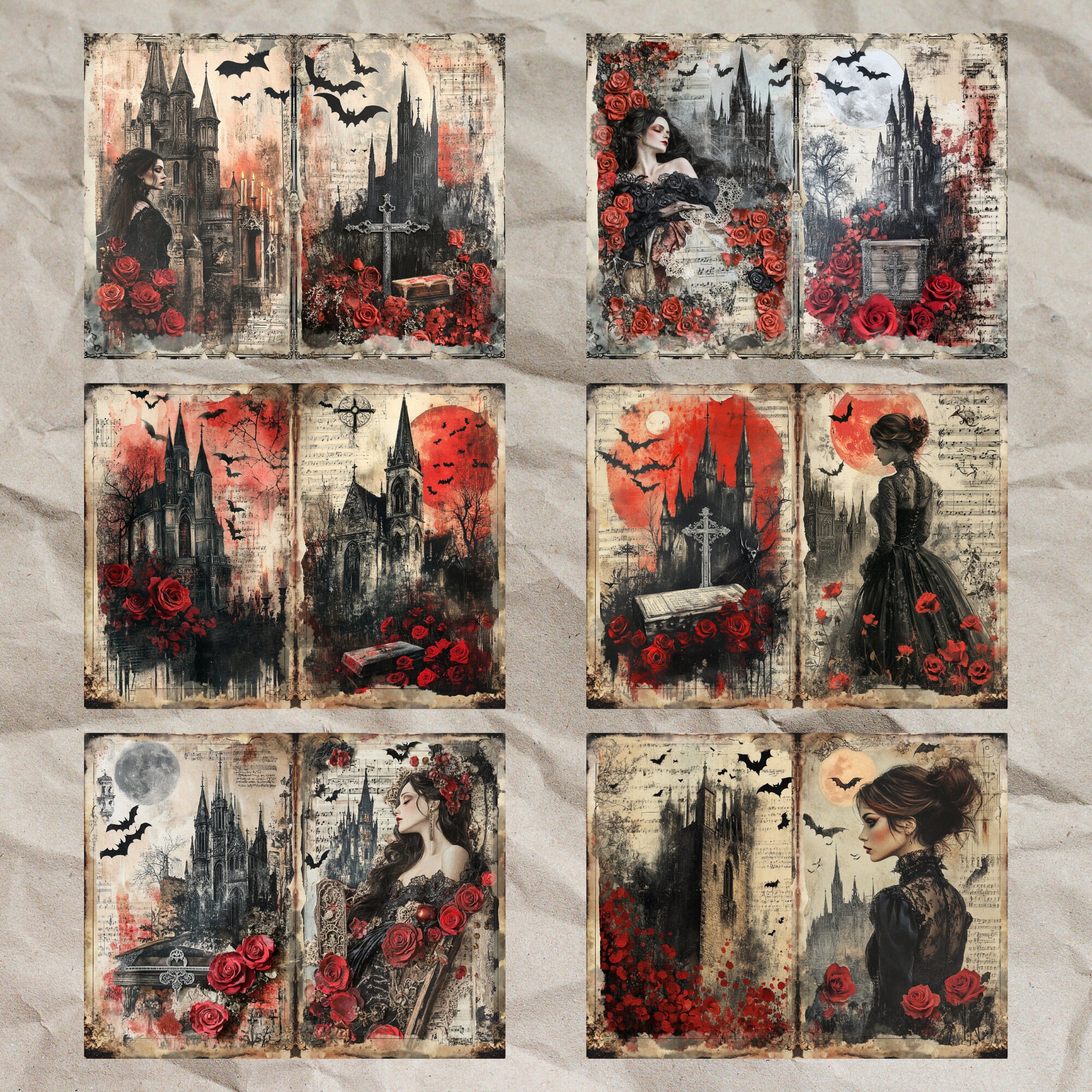 Vampire Junk Journal Printable Pages: Vintage Halloween Ephemera (52 ...