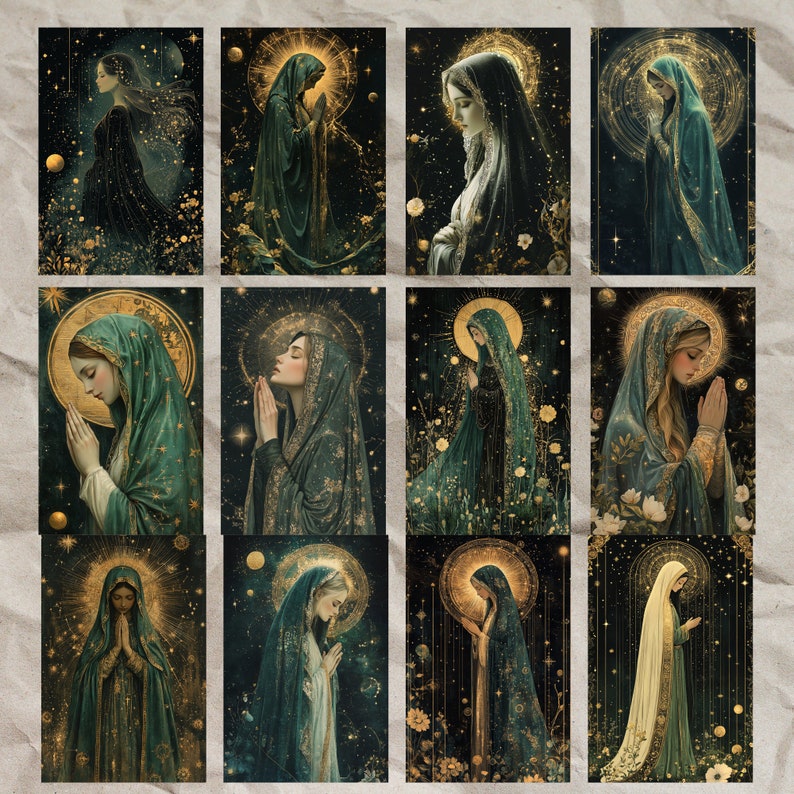 Virgin Mary Prayers Printable: Celestial Shabby Chic Ephemera (JPEG) - Etsy