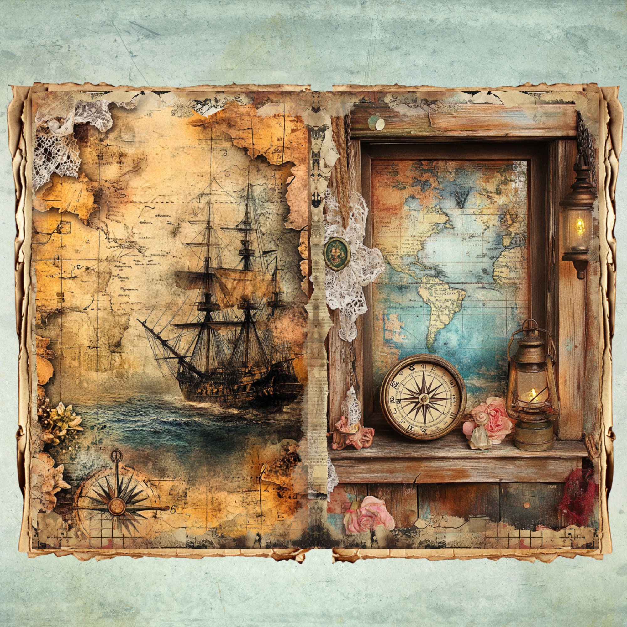 Pirate Junk Journal Printable Pages: Vintage Ephemera (digital Download ...