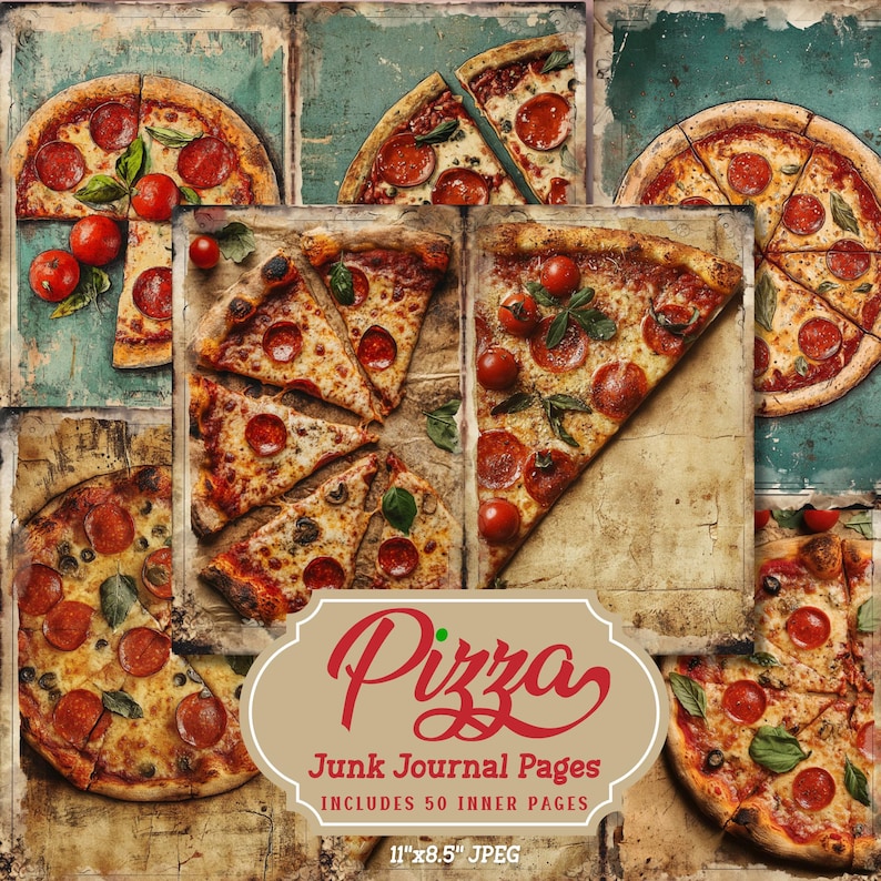 Pizza Junk Journal Printable Pages: Vintage Foodie Kit (50 JPEG) - Etsy
