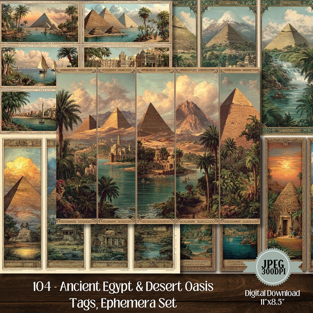 Ancient Egypt Ephemera Set: Watercolor Junk Journaling Tags (104 JPG ...
