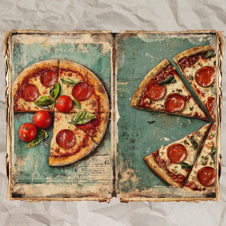 Pizza Junk Journal Printable Pages: Vintage Foodie Kit (50 JPEG) - Etsy