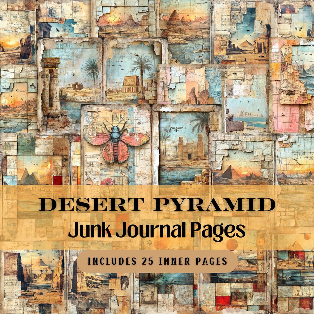 Desert Pyramid Junk Journal Printable Pages, Egyptian Vintage Collage ...