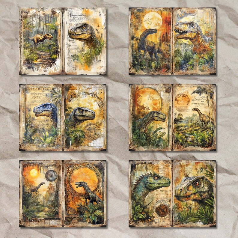 Prehistoric Era Junk Journal Kit | Vintage Jurassic Dinosaurs Themed ...