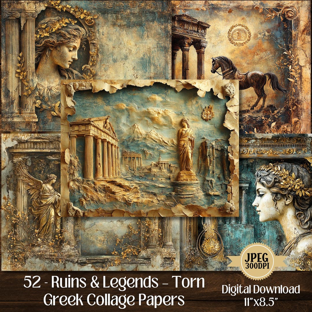 Greek Ruins Collage Papers: Torn Temple Ephemera (digital Download) - Etsy