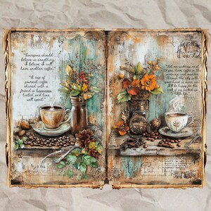 Coffee Time Junk Journal Pages | Vintage Coffee Saying Themed Kit ...