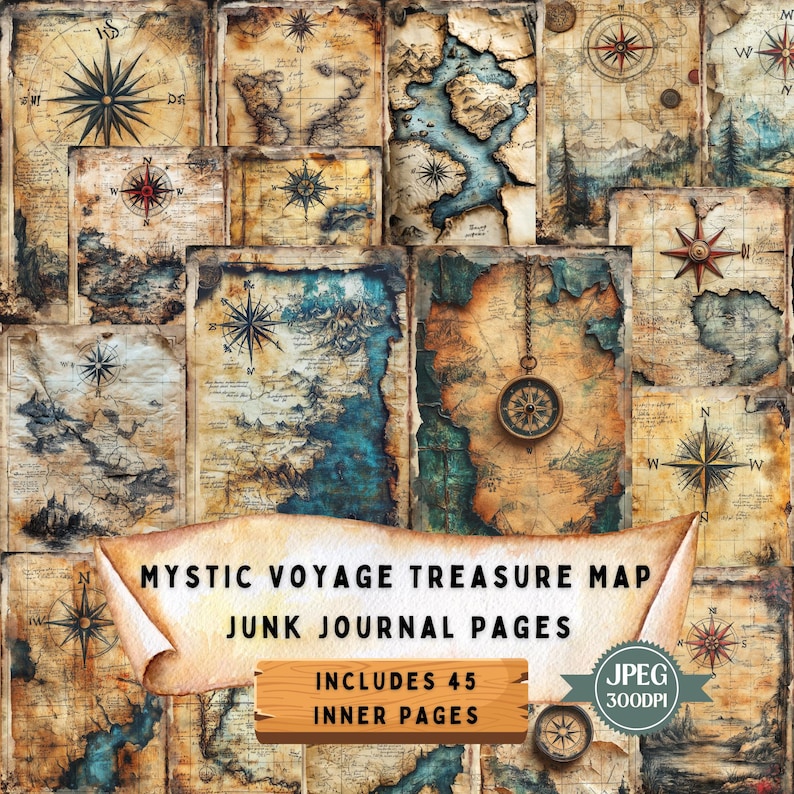 Treasure Map Ephemera Kit: Vintage Voyage Scrapbook Pages (45 JPEG) - Etsy