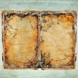 Old Map Blank Junk Journal Printable Pages, Treasure Map Vintage ...