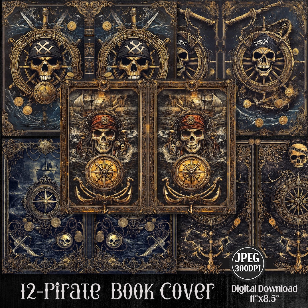 Pirate Book Covers | Vintage Spooky Pirate Junk Journal Cover Kit ...