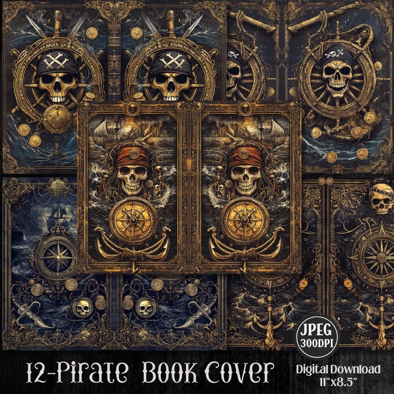Pirate Book Covers | Vintage Spooky Pirate Junk Journal Cover Kit ...