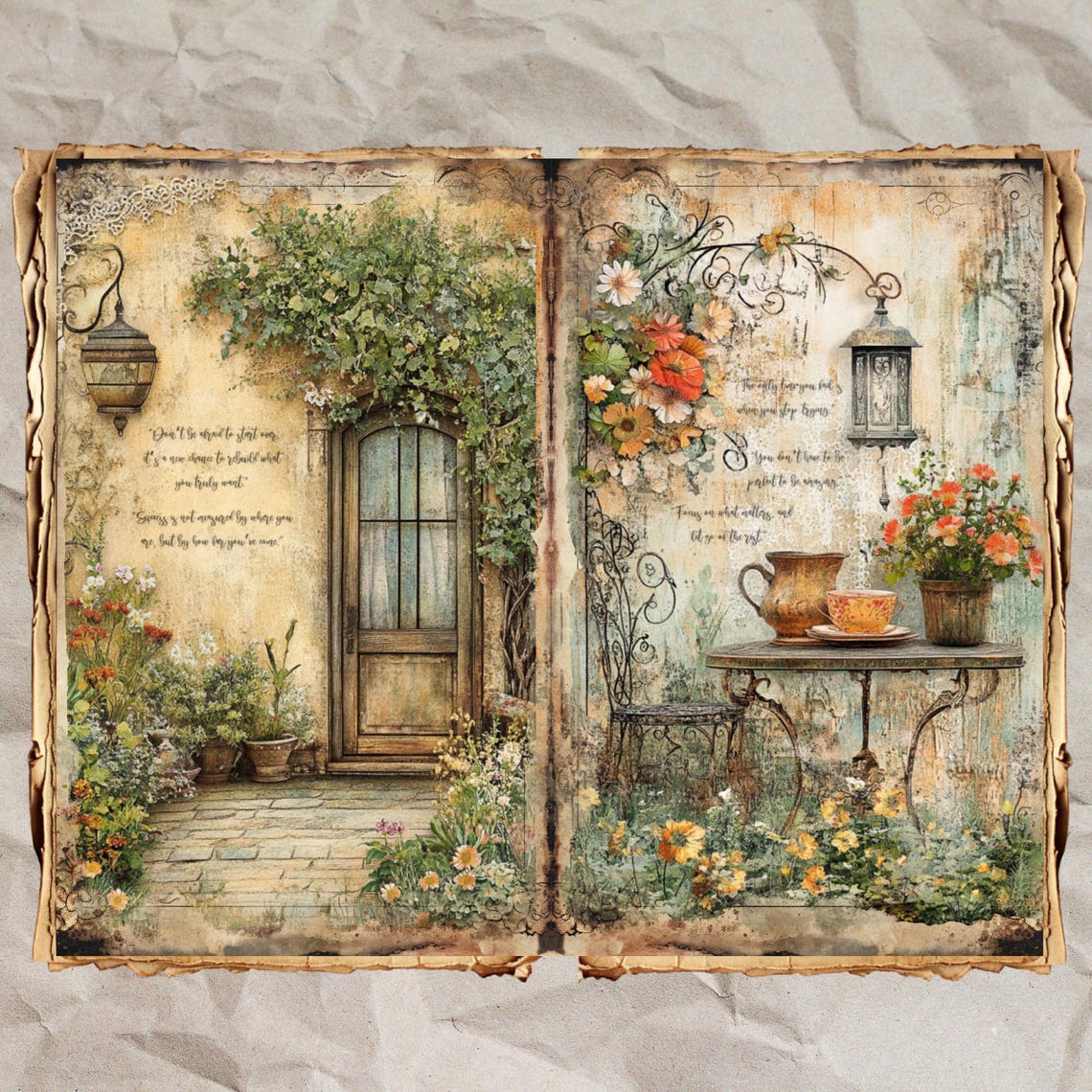 Positive Quotes Junk Journal: Vintage Garden Ephemera (digital Download ...