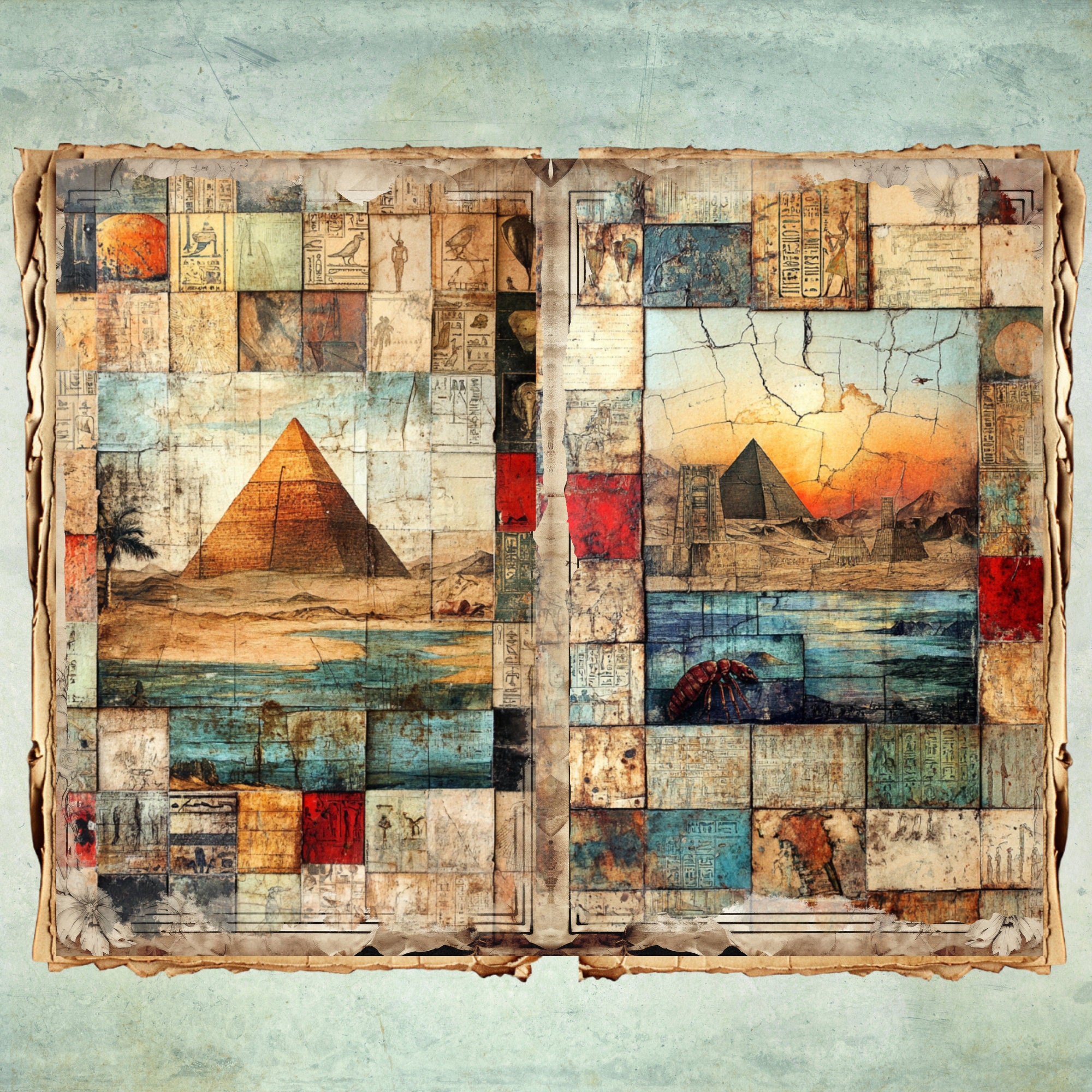 Desert Pyramid Junk Journal Pages: Vintage Egyptian Ephemera (25 ...