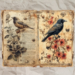 Gothic Crow Junk Journal Printable Pages | Halloween Themed Junk ...