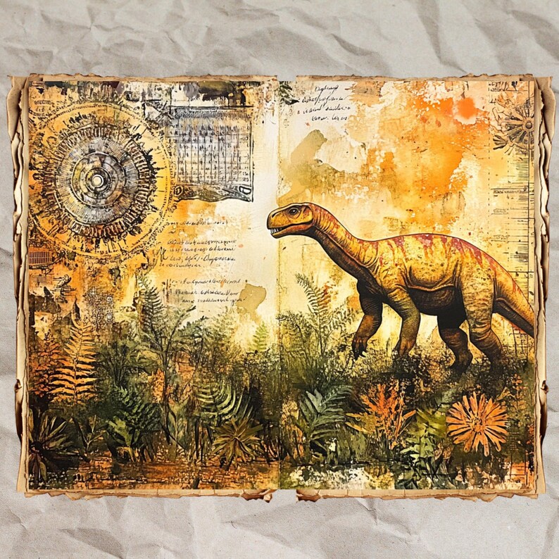 Dinosaur Junk Journal Kit: 40 Jurassic Pages, Scrapbook & Mixed Media ...