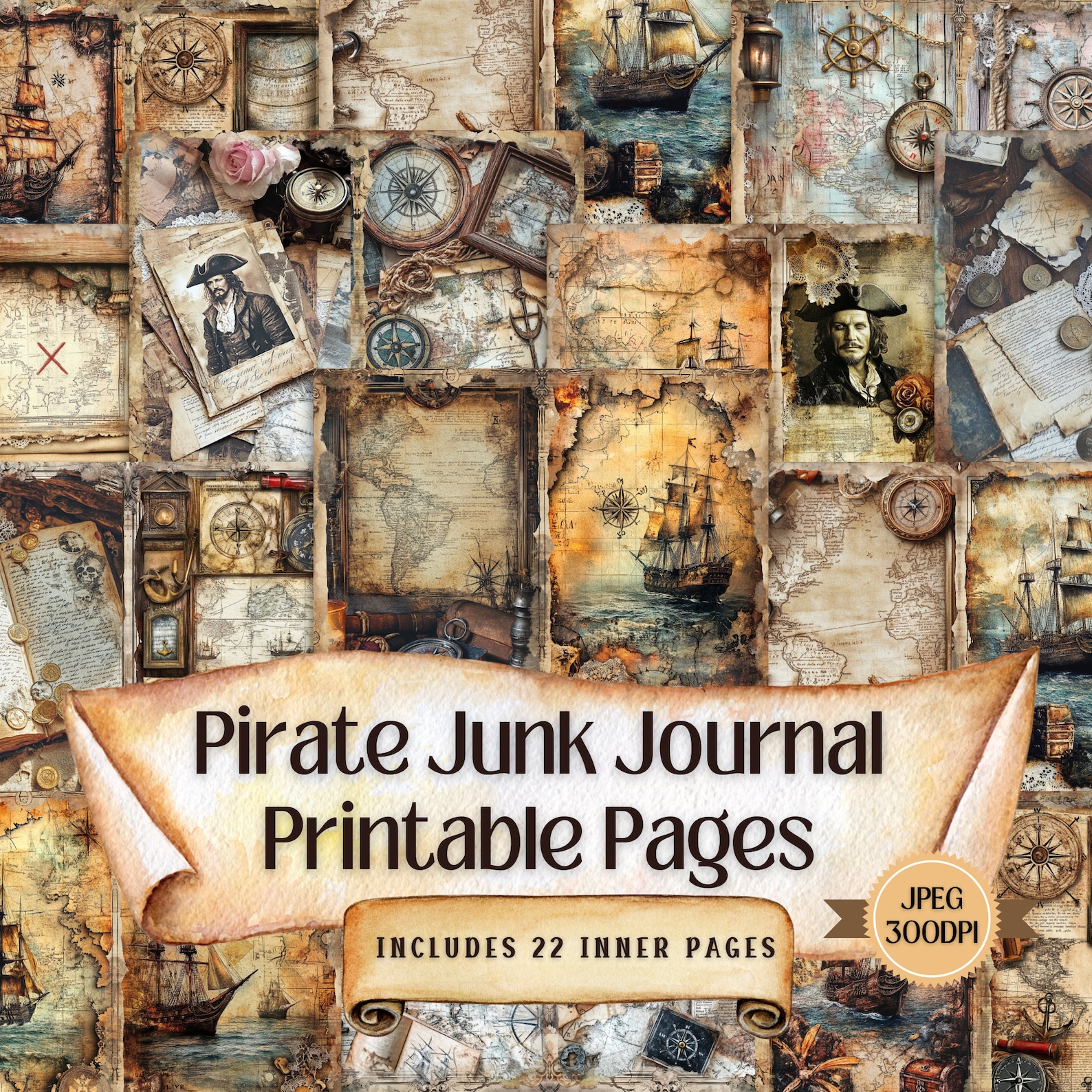 Pirate Junk Journal Printable Pages: Vintage Ephemera (digital Download ...