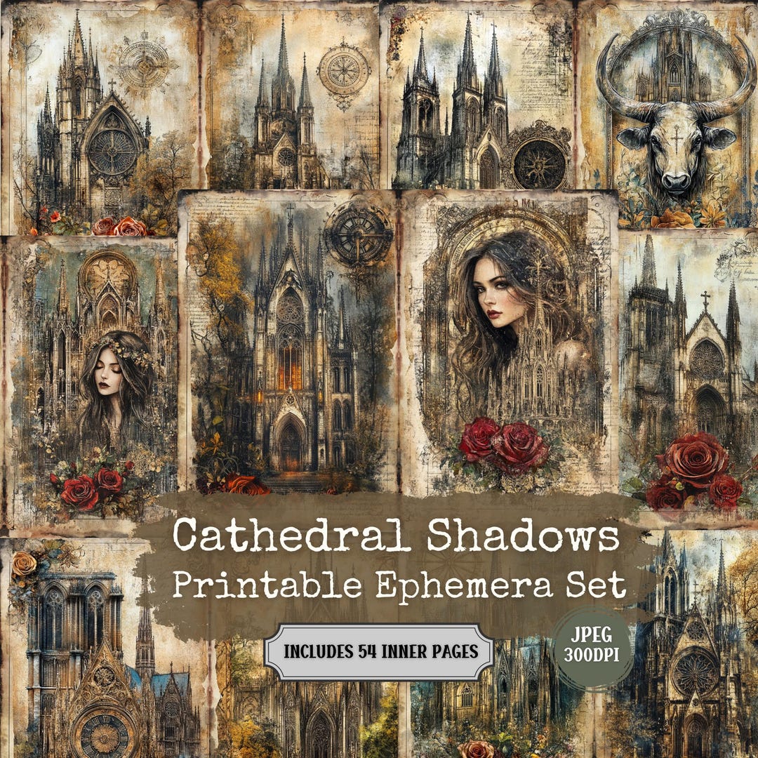 Cathedral Shadows Printable Ephemera Set | Vintage Junk Journal Kit ...